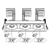 Triple adjustable rectangle recessed Lollo grille spot down lights WB093S - Wellluxled